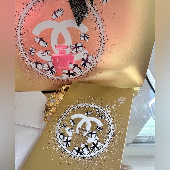 CHANEL | Party Supplies | Chanel Gold Paper Gift Bag And Card | Poshmark